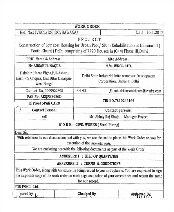 31+ Work Order Formats - Word, PDF, Docs