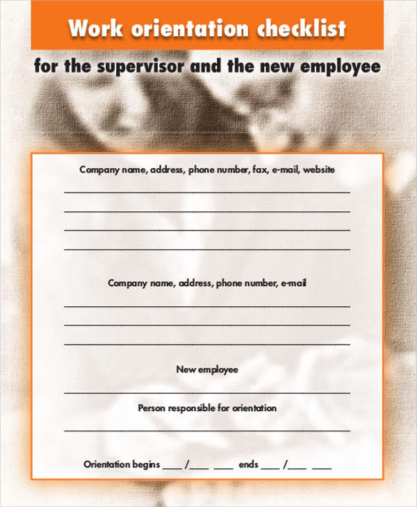 Work Checklist Template - 9+ Free Samples, Examples Format Download