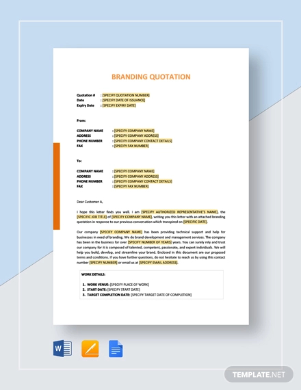 9+ Branding Quotation Templates - Free Sample, Example Format Download