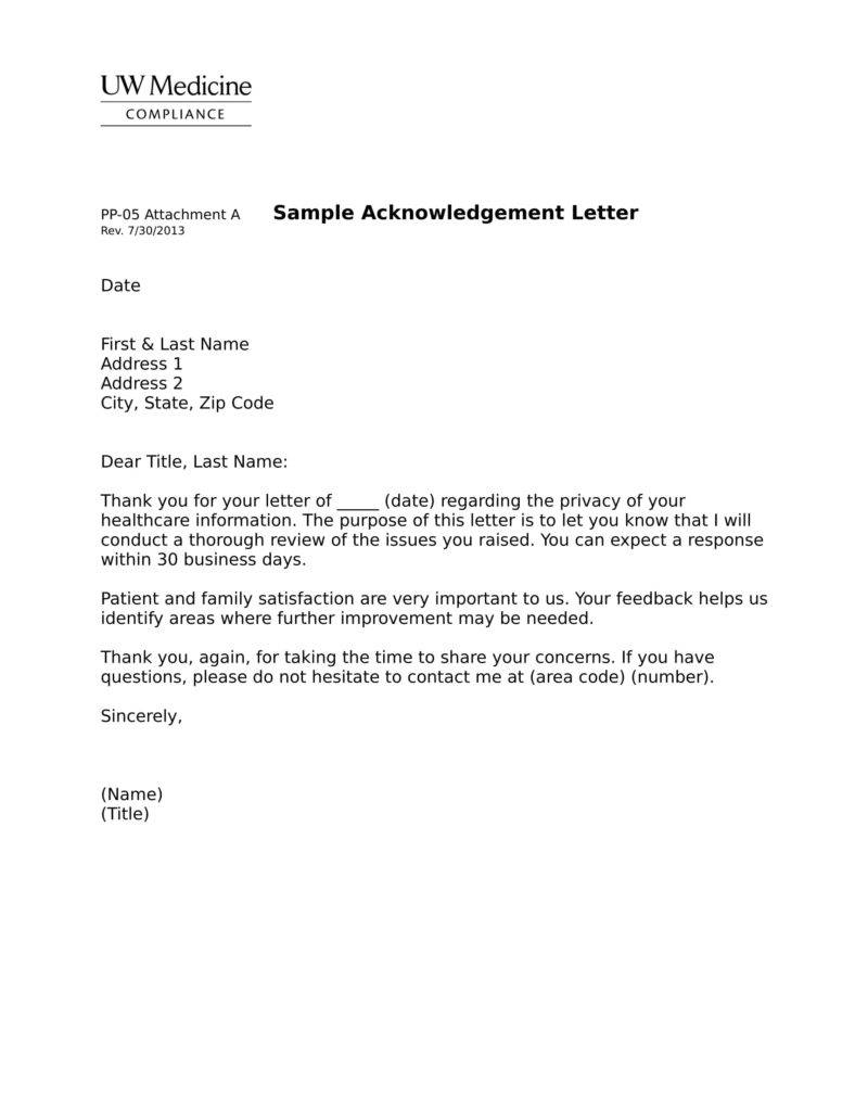 28 Acknowledgement Letters Free Samples Examples Formats Download