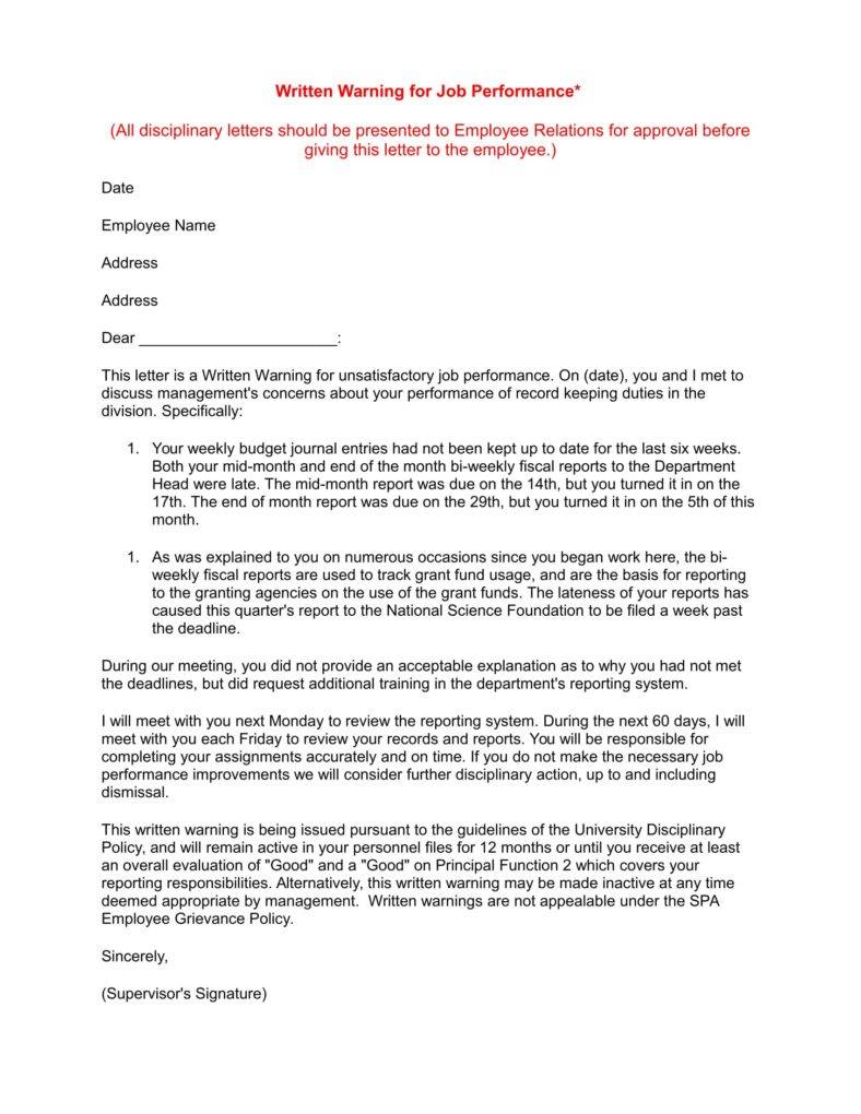10 Employee Warning Letters Free Word PDF Excel Format Download