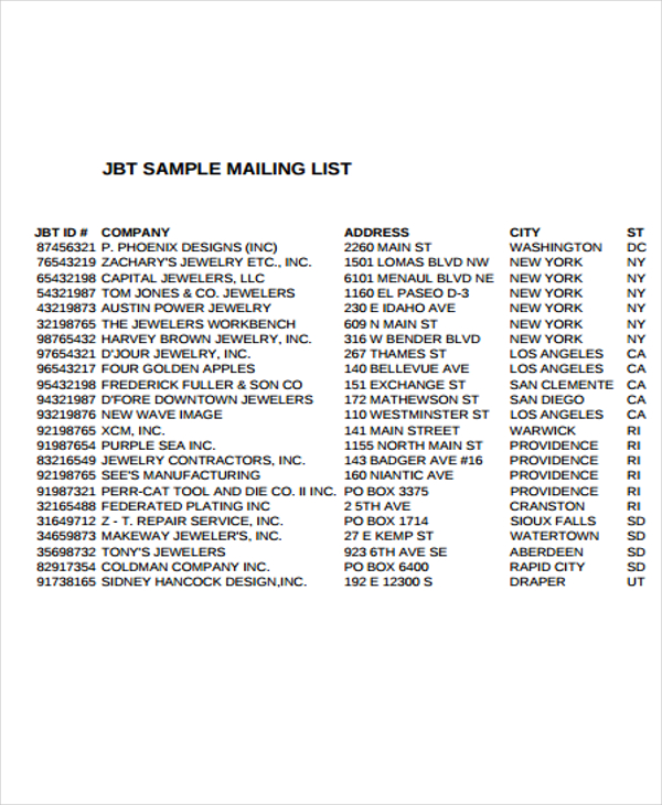 6+ Mailing List Templates - Samples, Examples