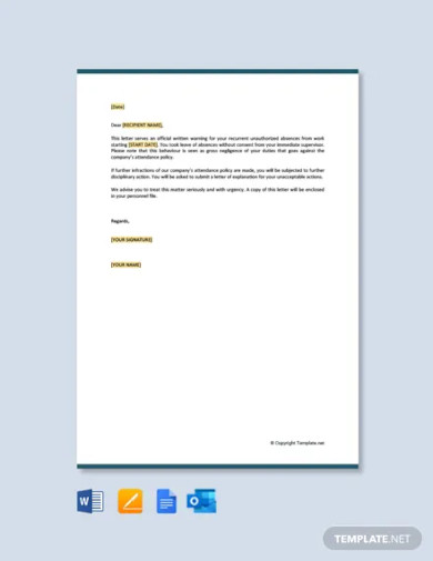 Attendance Warning Letter Templates - 10+ Free Samples, Examples ...