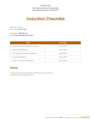 Induction Checklist Template - 19+ Free Word, PDF Format Download