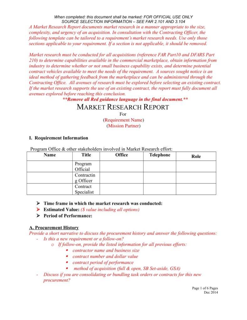 Market Research Report Template