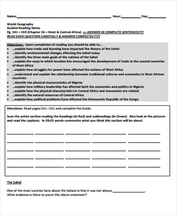 8+ Guided Note Templates - Samples, Examples Format Download