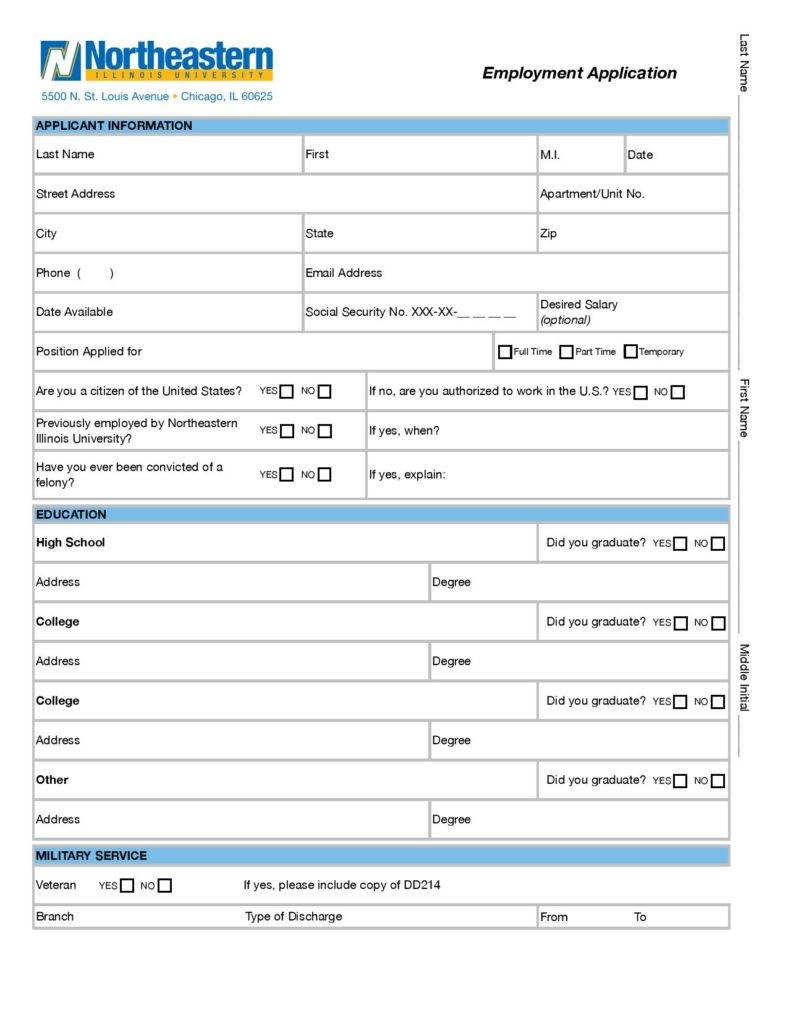Standard Application For Employment Download