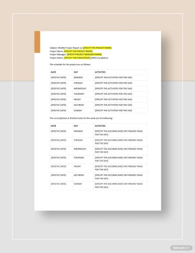 Free 49+ Weekly Report Templates- PDF, Word, Docs, Pages