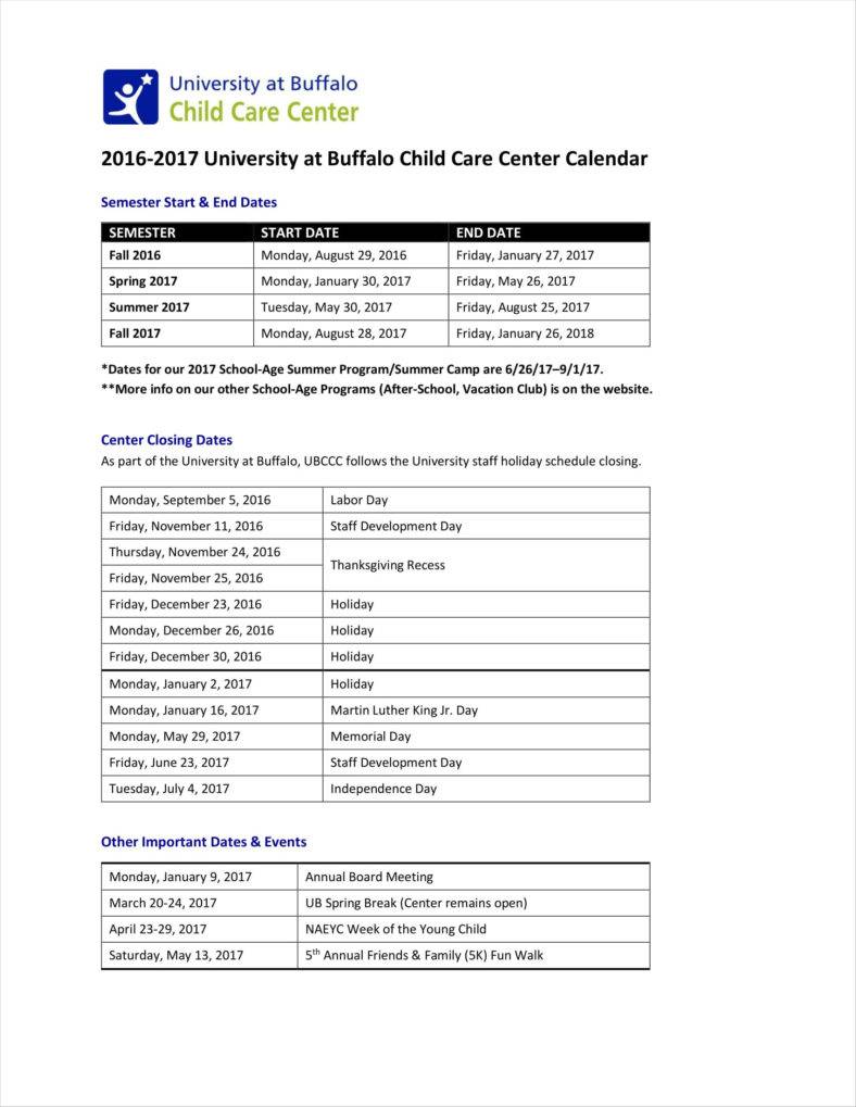 14+ Daycare Calendar Templates Free Samples, Examples Formats Download