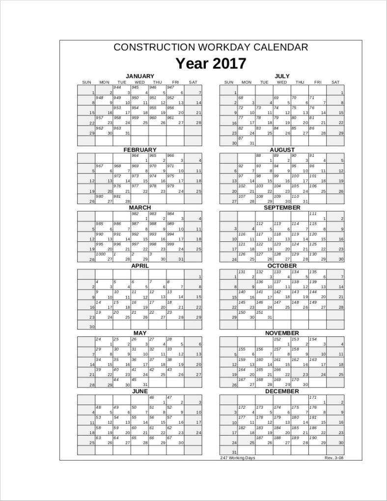 10 FREE Construction Calendar Templates PDF Word Format Download