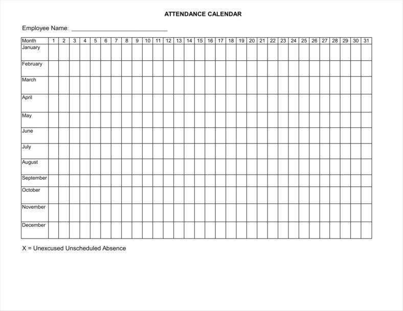 9+ Absence Calendar Templates Free PDF, Excel Format Download