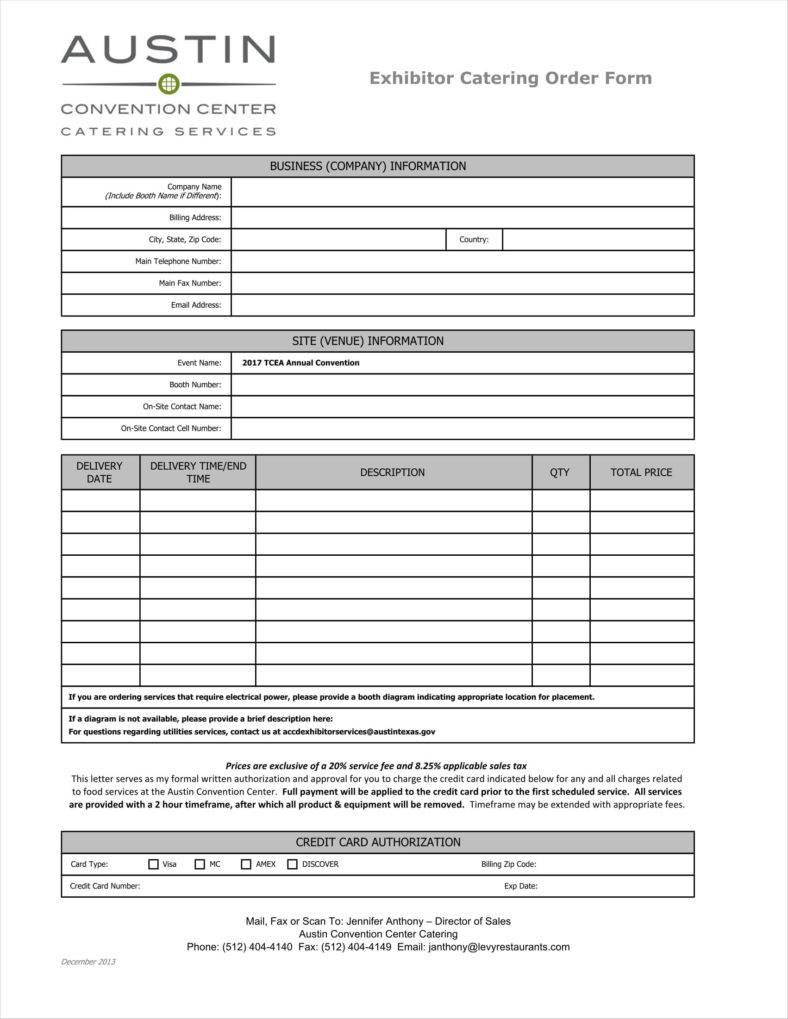 10 Catering Order Form Templates MS Word Numbers Pages