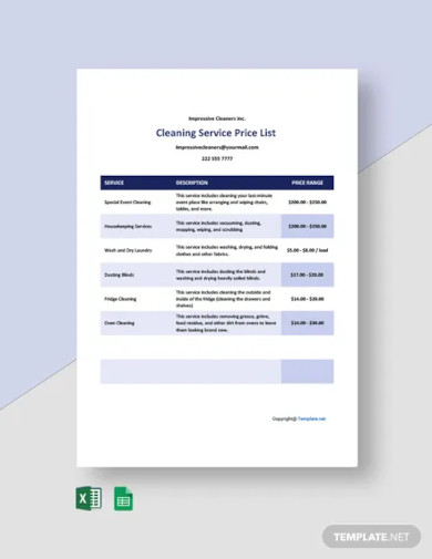 17+ Service Price List Templates Free Samples, Examples Formats Download