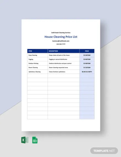 28 Cleaning Price List Templates Free Word PDF Excel Format Download