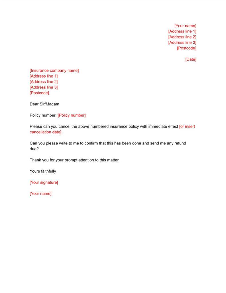 Insurance Termination Letter Insurance
