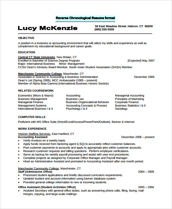 Chronological Resume Template - 28+ Free Word, PDF Documents Download