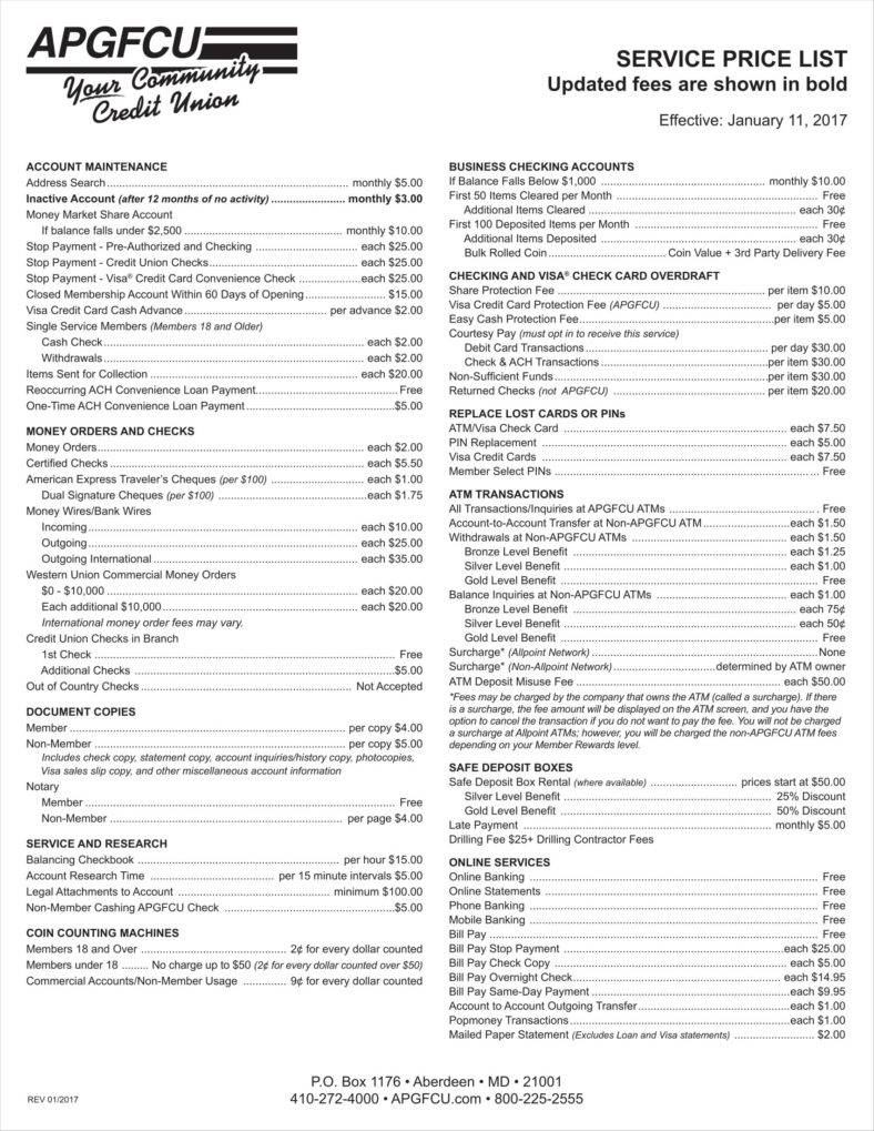 40+ Price List Examples