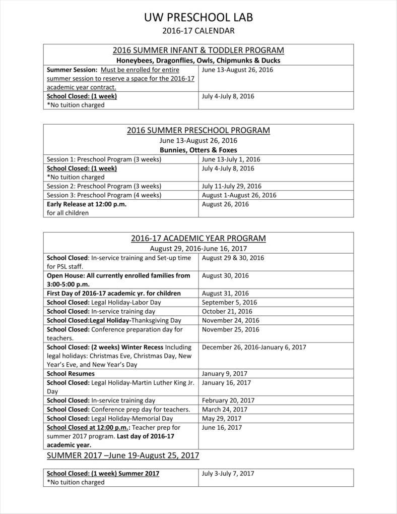 14+ Daycare Calendar Templates Free Samples, Examples Formats Download