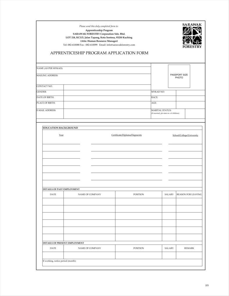 9+ Apprenticeship Application Form Templates - Free Word, PDF, Excel ...