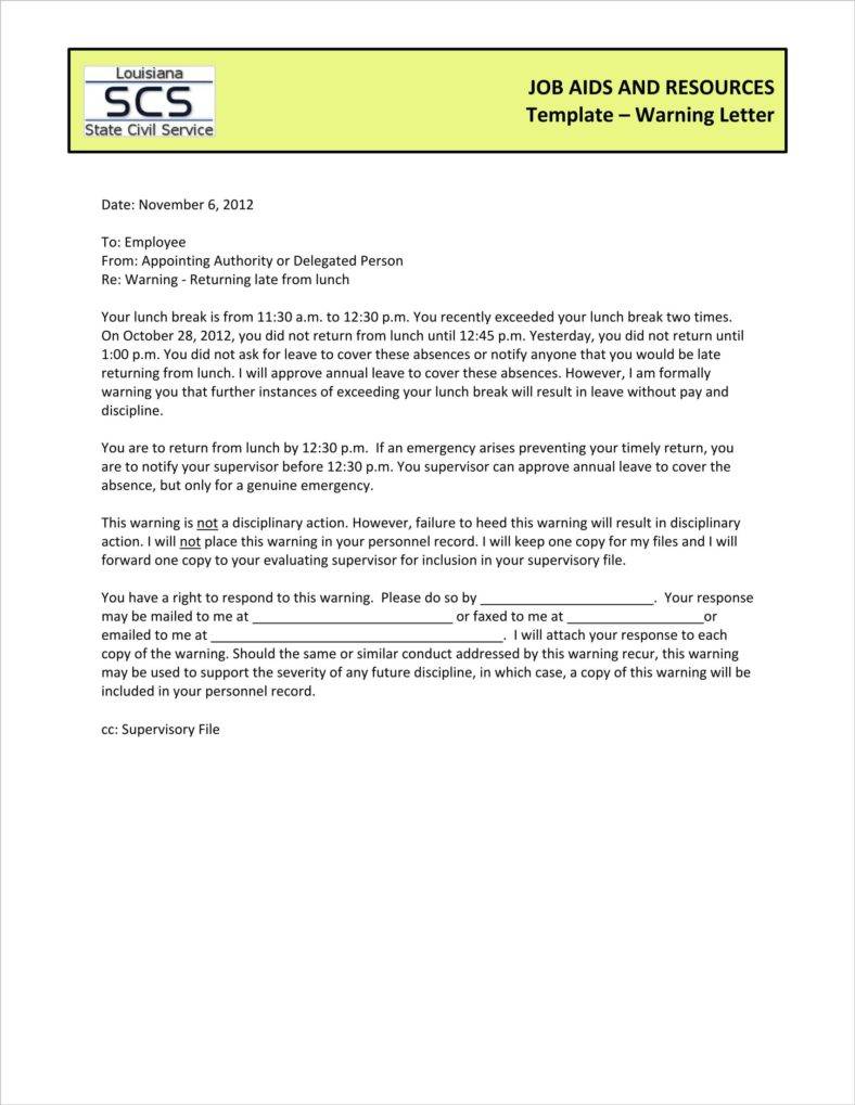 17+ Late Warning Letter Examples - Word, PDF Format Download