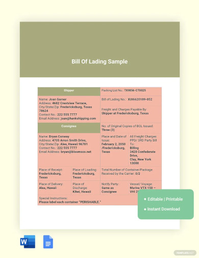 35 + Bill of Lading Templates in MS Word, Google Docs
