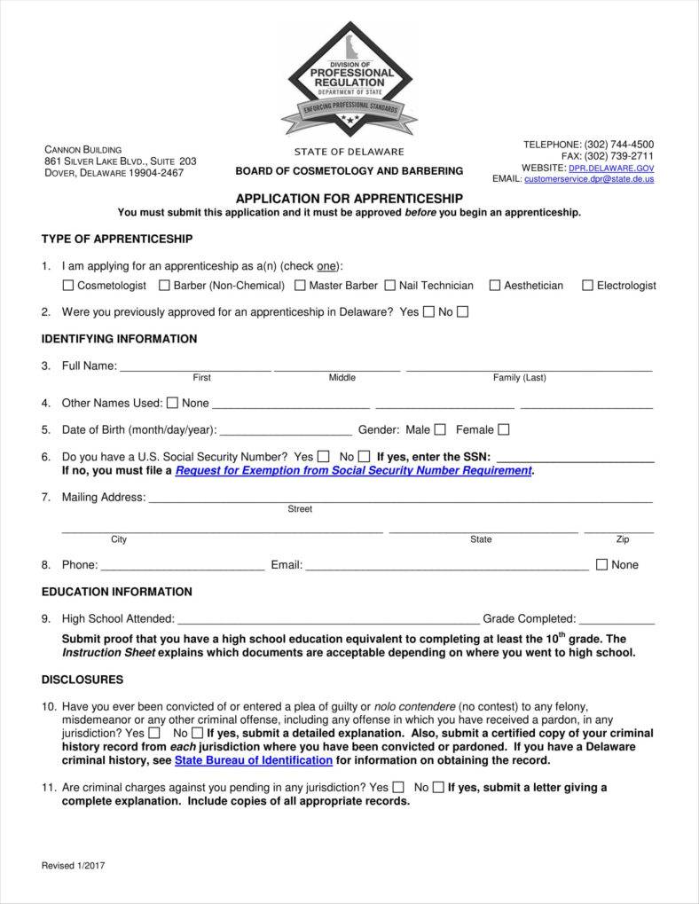 9+ Apprenticeship Application Form Templates - Free Word, PDF, Excel ...