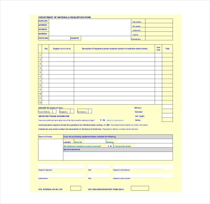 10+ Material Order Form Templates - Free PDF, Word Format Download
