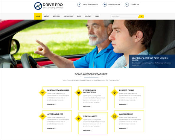12+ Best Driving School Website Templates