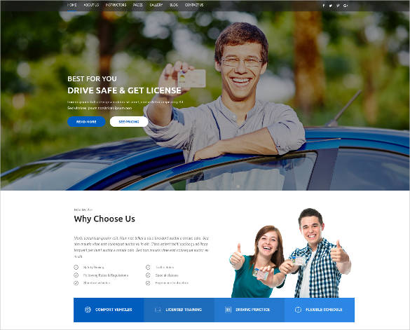 12+ Best Driving School Website Templates