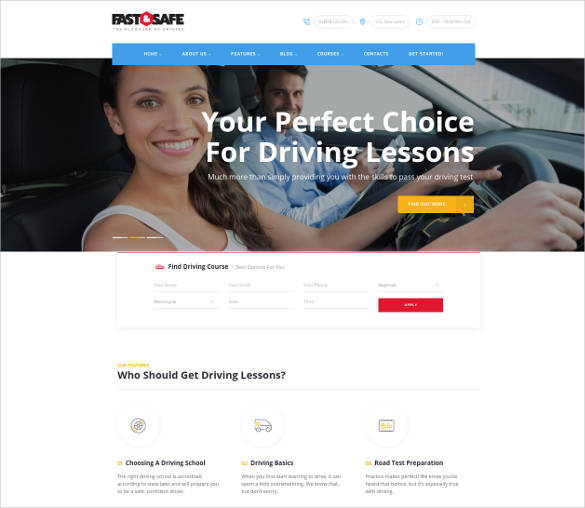 12+ Best Driving School Website Templates