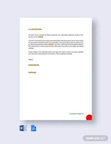 12+ Student Warning Letter Templates Free Word, PDF Format Download