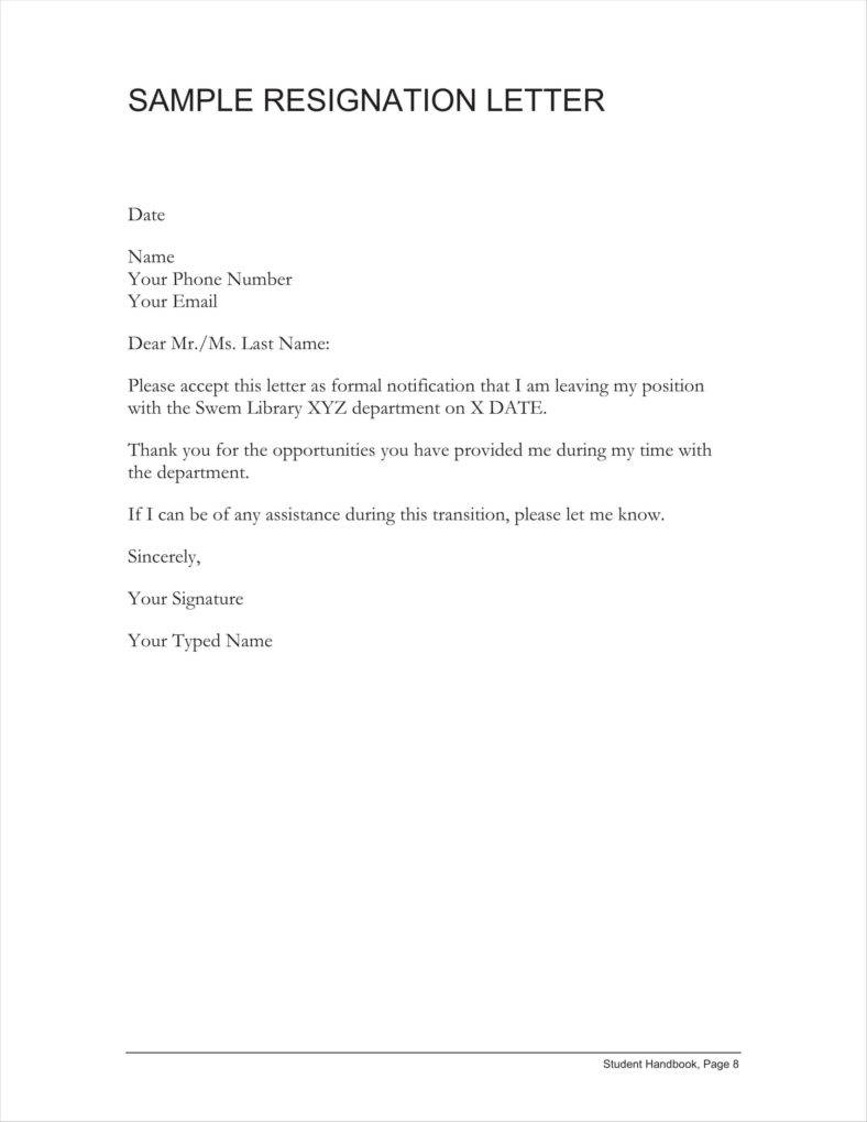 36+ Simple Resign Letter Templates - Word, PDF, Excel Format Download ...