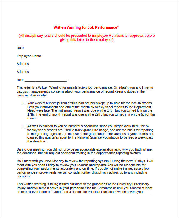 17+ First and Second Warning Letter Templates - Free PDF, Word, Excel ...