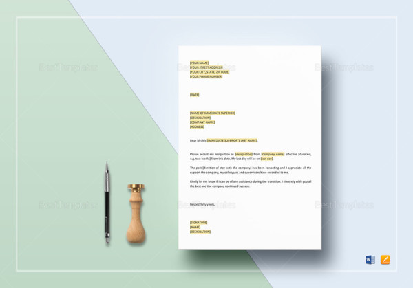 36+ Simple Resign Letter Templates - Word, PDF, Excel Format Download