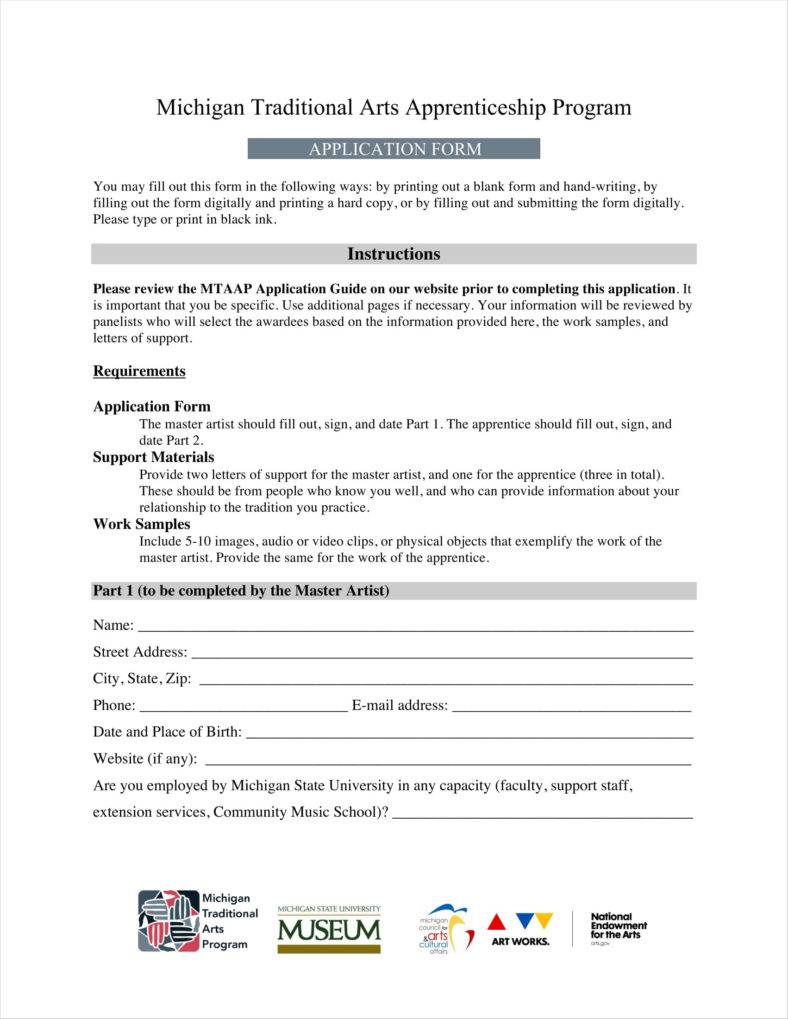 9+ Apprenticeship Application Form Templates - Free Word, PDF, Excel ...