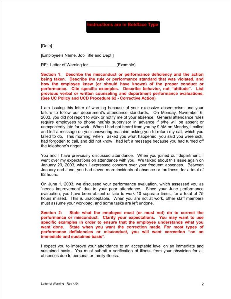 Free 14+ Absence Warning Letter Templates, Word, PDF, Excel Format Download