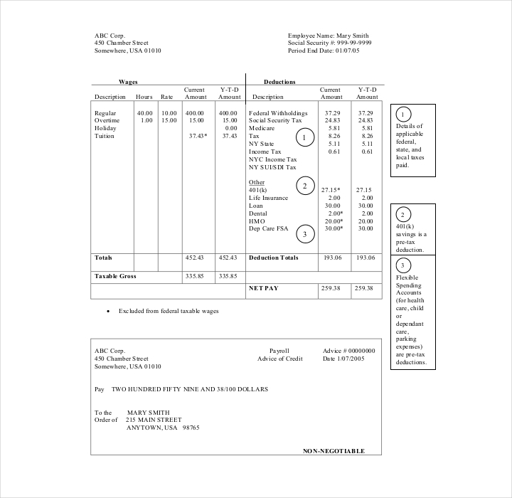 27+ Pay Stub/ Paycheck Stub Templates