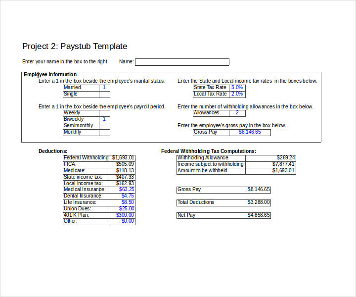 11+ Paycheck Stub Templates in Excel | Tea Band