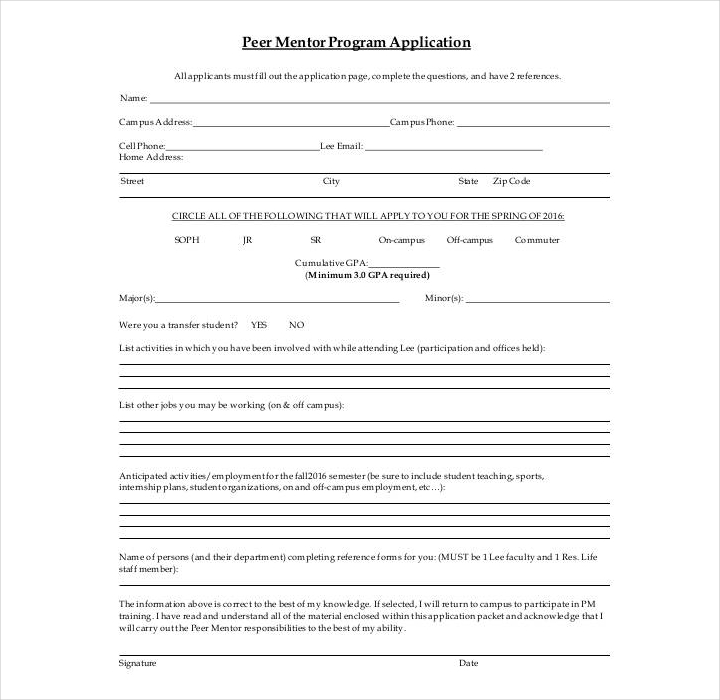 12+ Mentor Application Form Templates - Free Word, PDF Format Download
