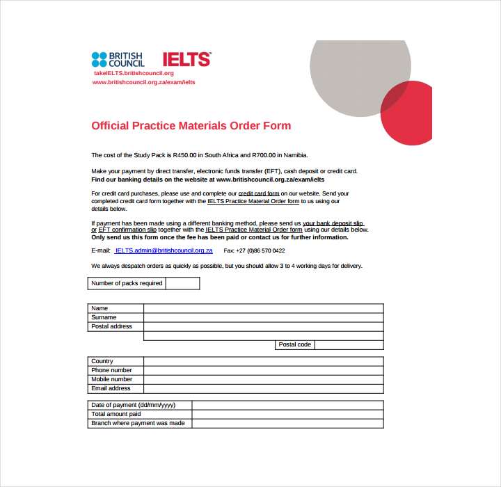 10+ Material Order Form Templates - Free PDF, Word Format Download