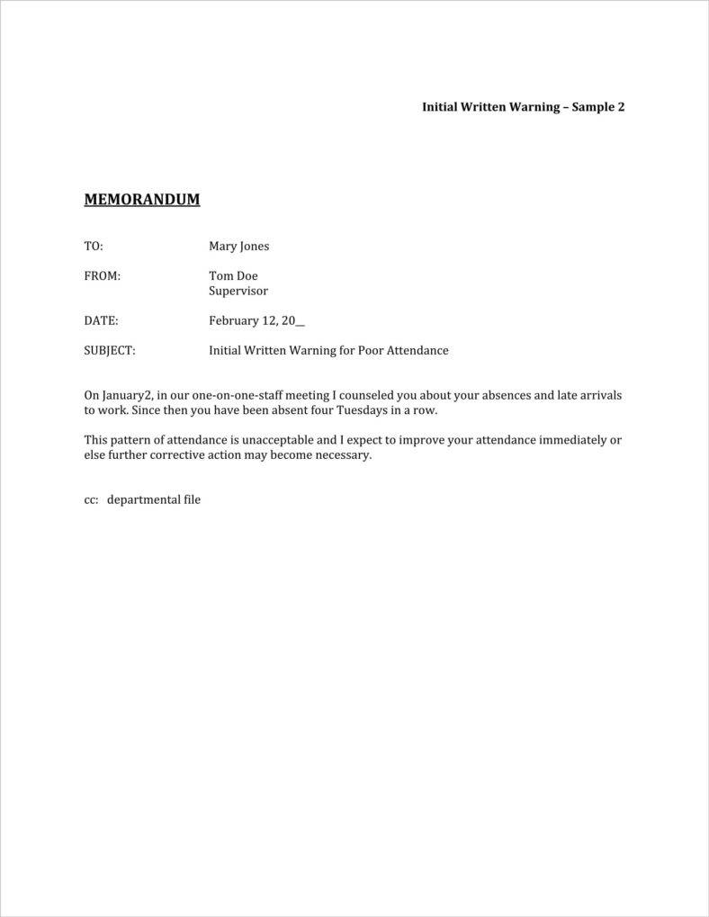 14 Absence Warning Letter Templates Free Word PDF Excel Format