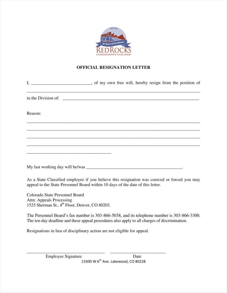 36 Simple Resign Letter Templates Word Pdf Excel Format Download