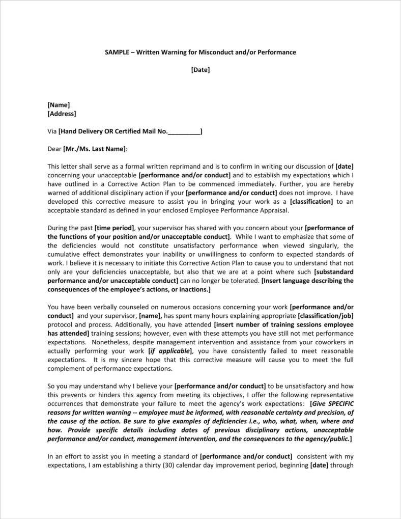 14+ Sample Behavior Warning Letters - DOC, PDF, Apple Pages, Google Docs
