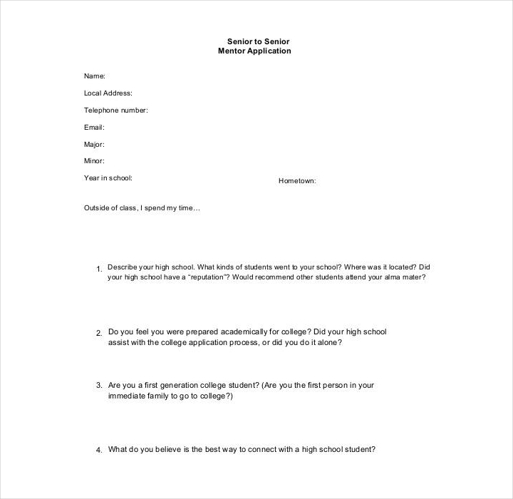 12+ Mentor Application Form Templates - Free Word, PDF Format Download