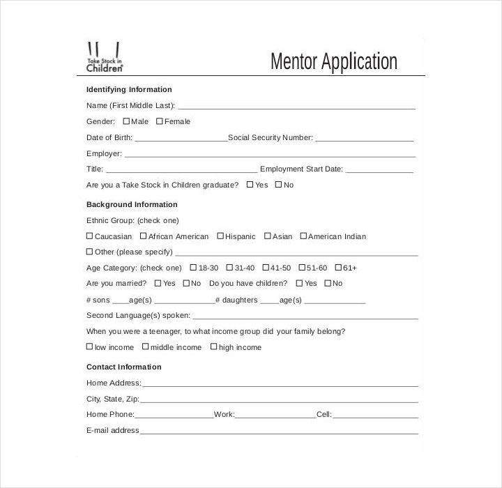 12+ Mentor Application Form Templates - Free Word, PDF Format Download