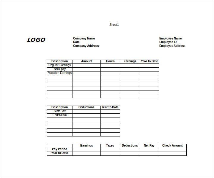 Pay Stub Template Excel Download HQ Printable Documents
