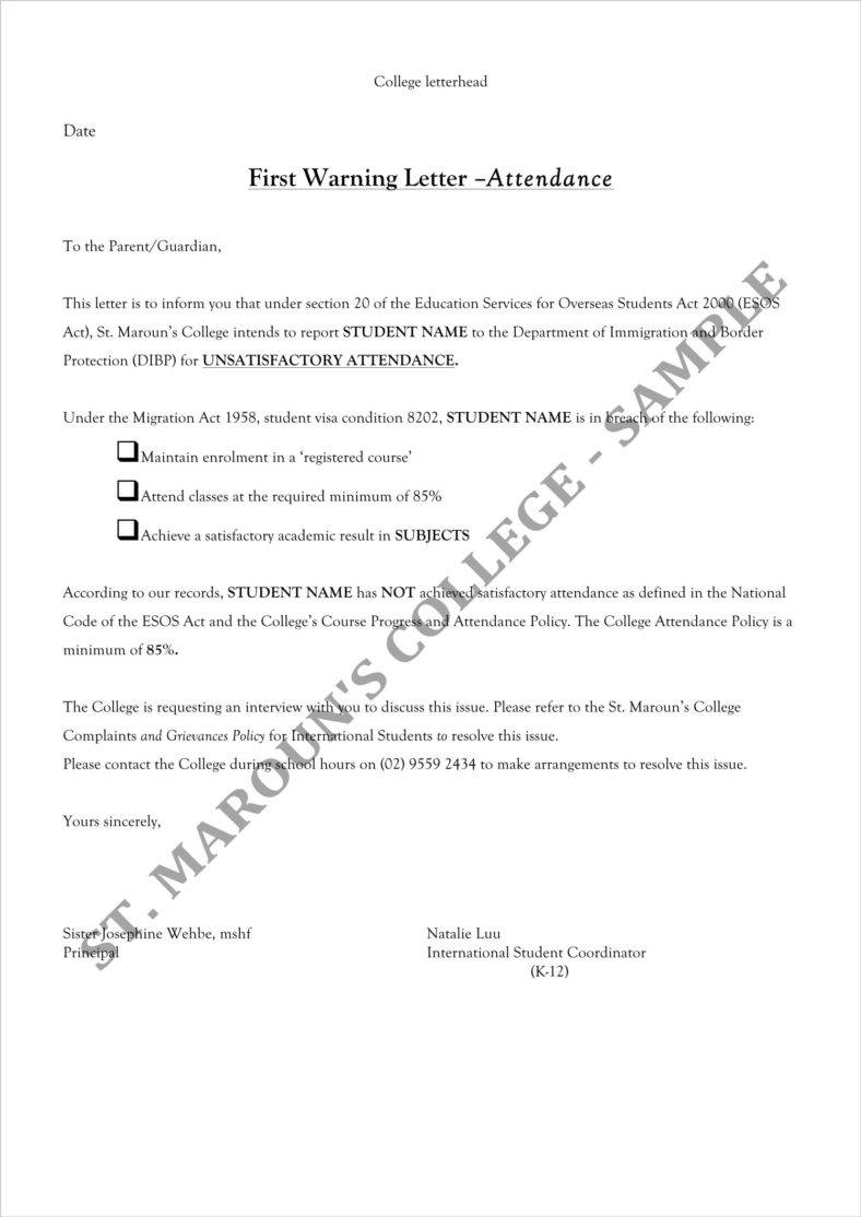 12+ Student Warning Letter Templates Free Word, PDF Format Download