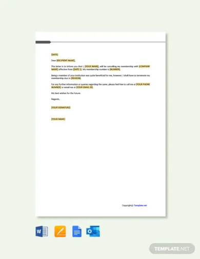 10 + Membership Termination Letters in PDF | Google Docs | MS Word ...
