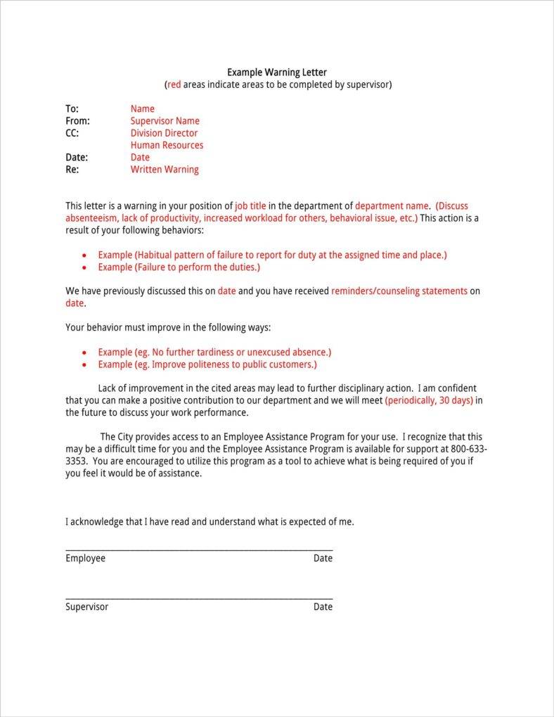 14 Absence Warning Letter Templates Free Word PDF Excel Format 
