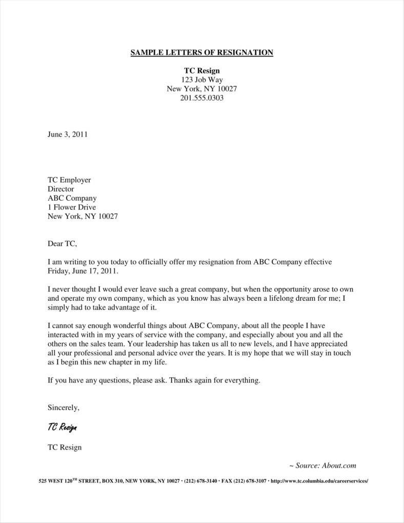 36+ Simple Resign Letter Templates - Word, PDF, Excel Format Download